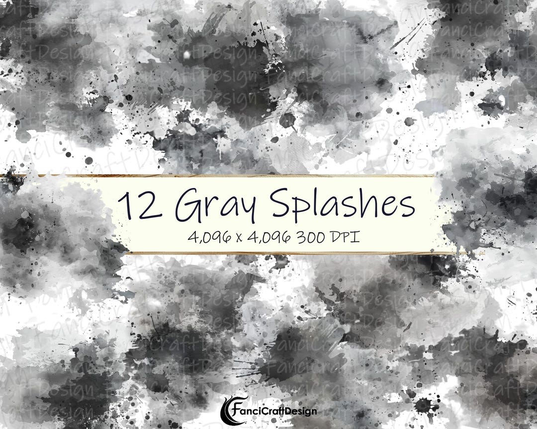 12 Gray Paint Splatter Splash Watercolor Clipart Gray Splash Pack PNG ...