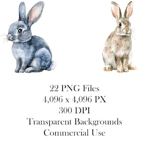 22 Cute Easter Bunny Animal Watercolor Clipart Vintage Rabbit Pack PNG ...