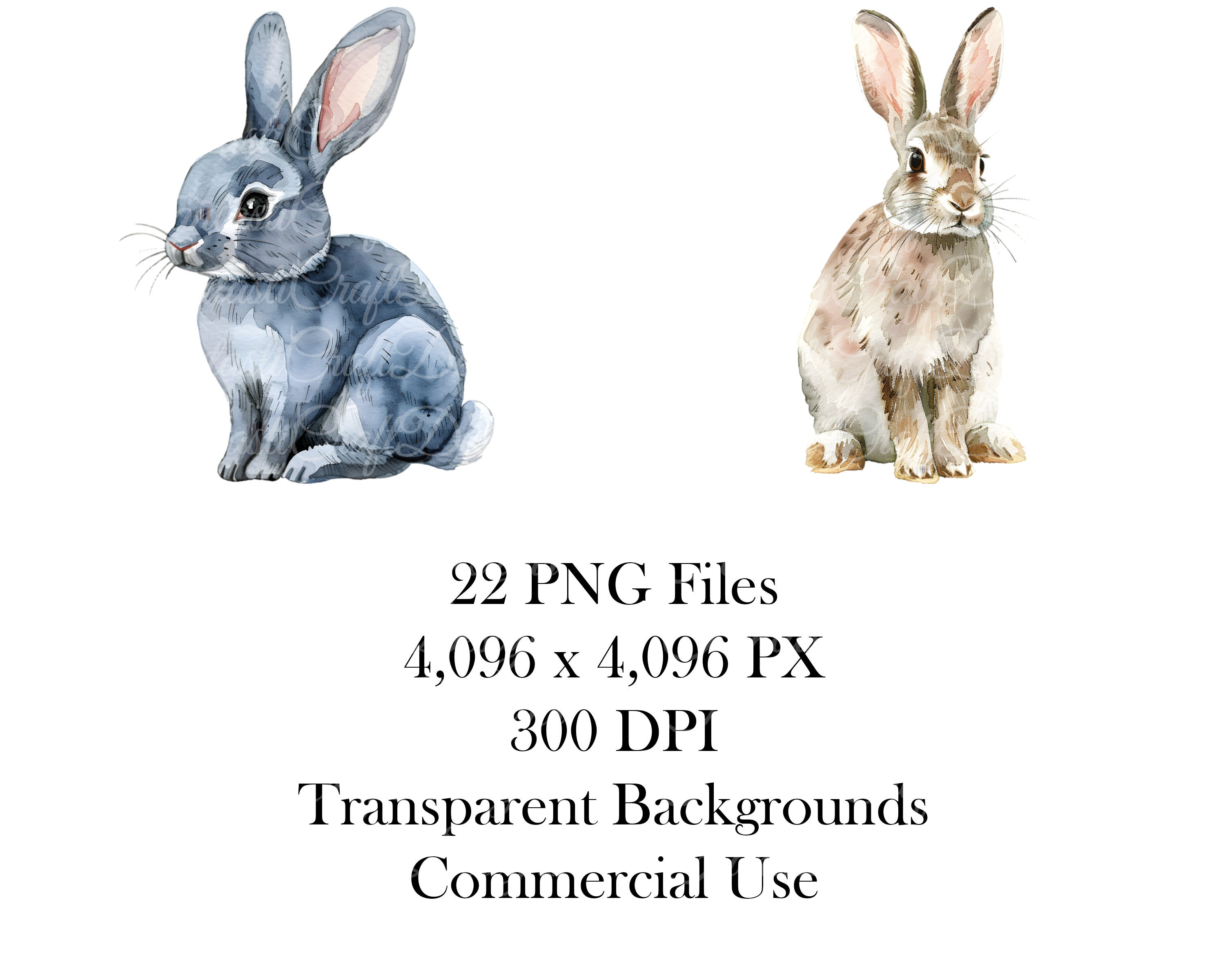 22 Cute Easter Bunny Animal Watercolor Clipart Vintage Rabbit Pack PNG ...
