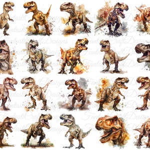 22 T-rex Dinosaur Watercolor Clipart Tyrannosaurus Rex Trex T Rex Pack ...