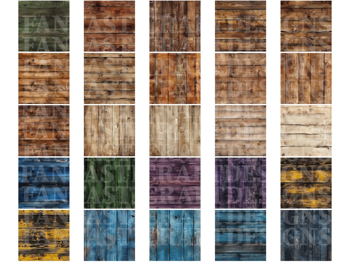 150 Wood Planks Wood Grain Digital Paper Pack Seamless Patterns ...