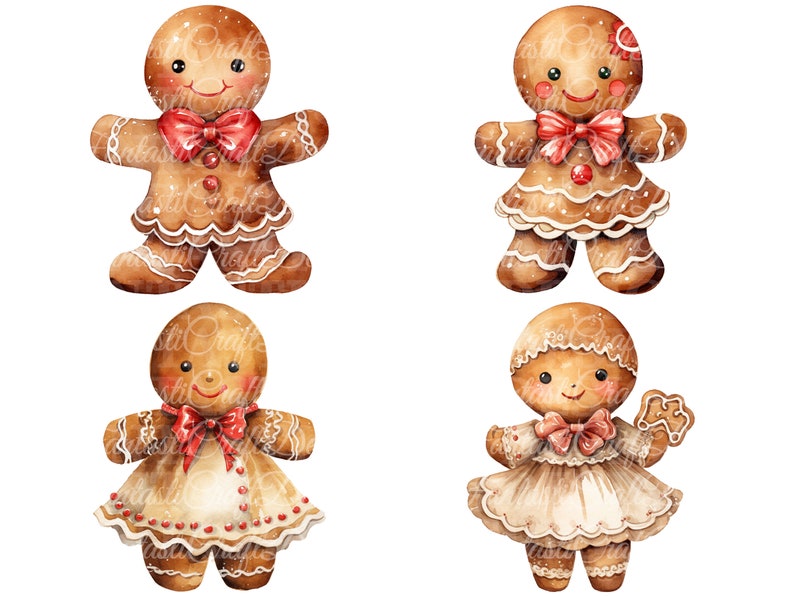 36 Gingerbread Man Cookie Clipart Pack Christmas PNG Digital Download ...