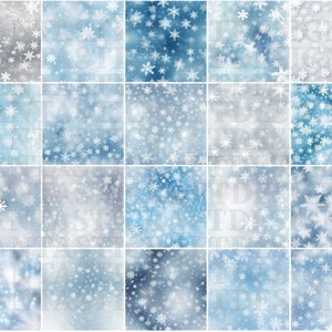 20 Winter Snowflake Digital Paper White Snow Pack Seamless Christmas ...
