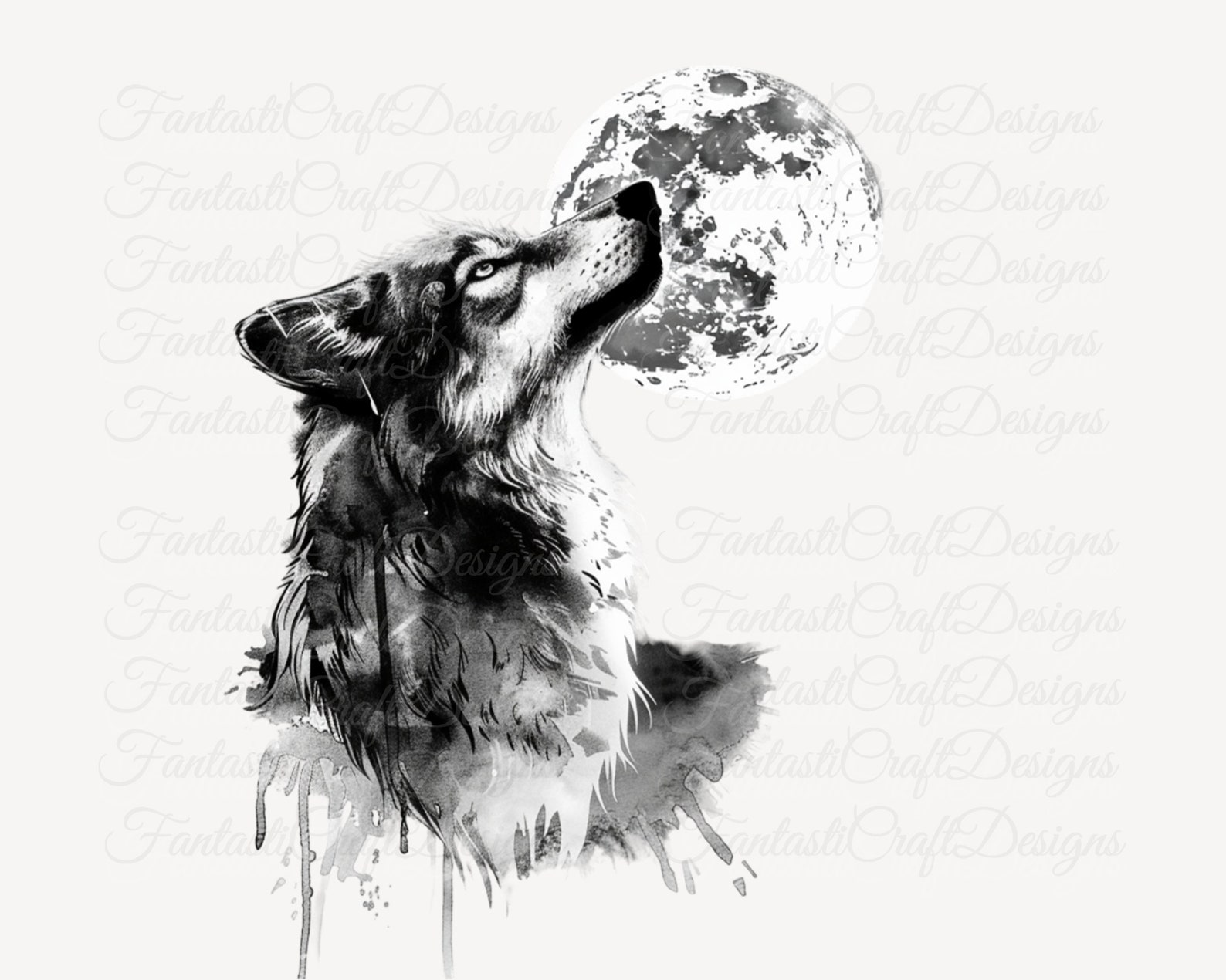 Wolf Forest Grayscale Animal Watercolor Clipart Wolves 12 Pack Art PNG ...