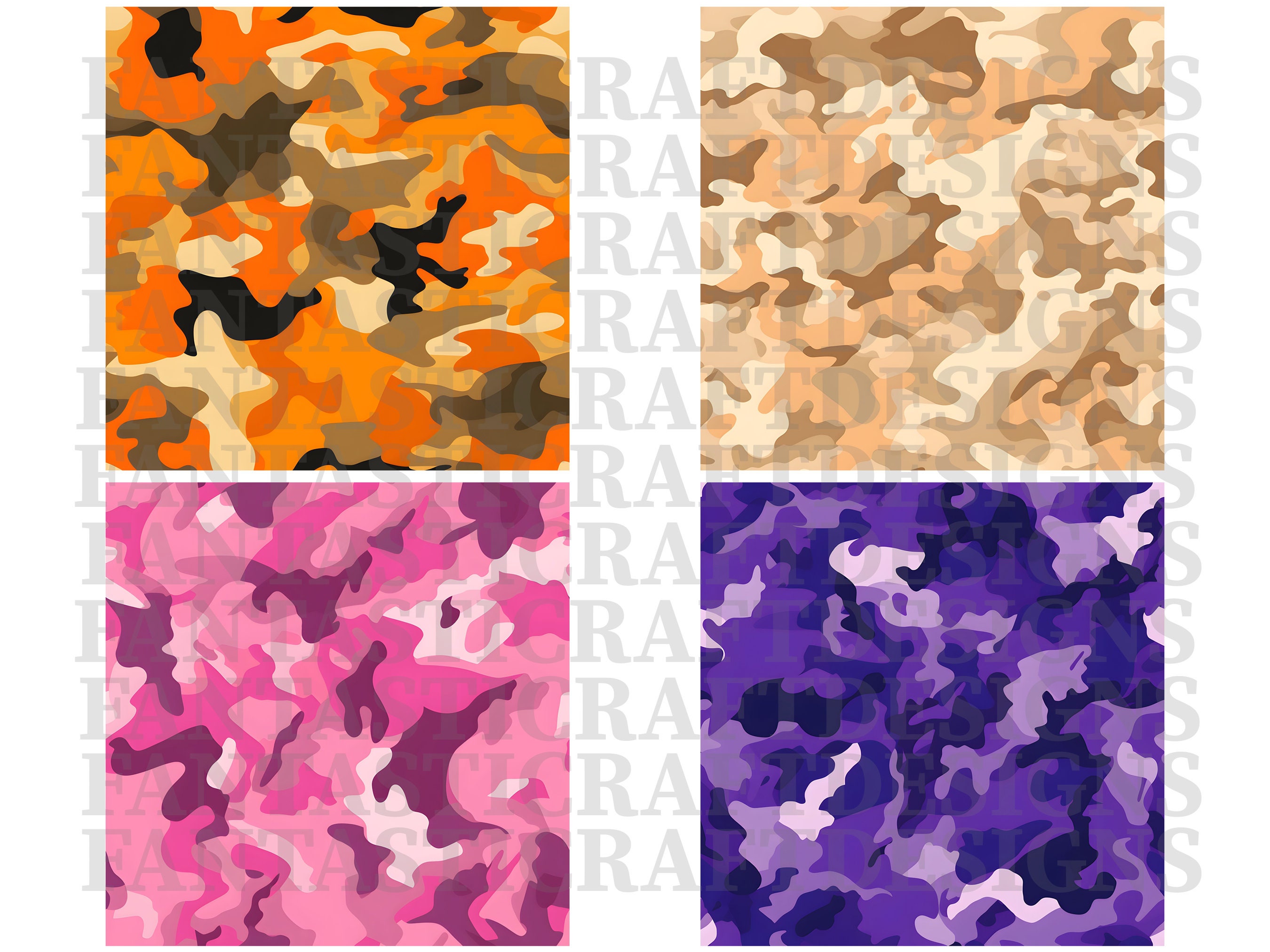 20 Camouflage Digital Paper Military Pack Seamless Different Patterns ...