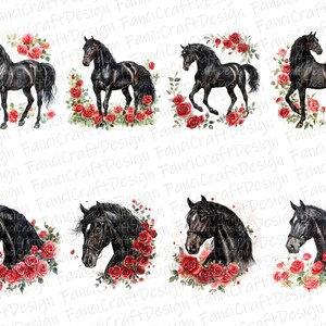 52 Floral Horses Rose Horse Flowers Animal Watercolor Clipart Printable ...