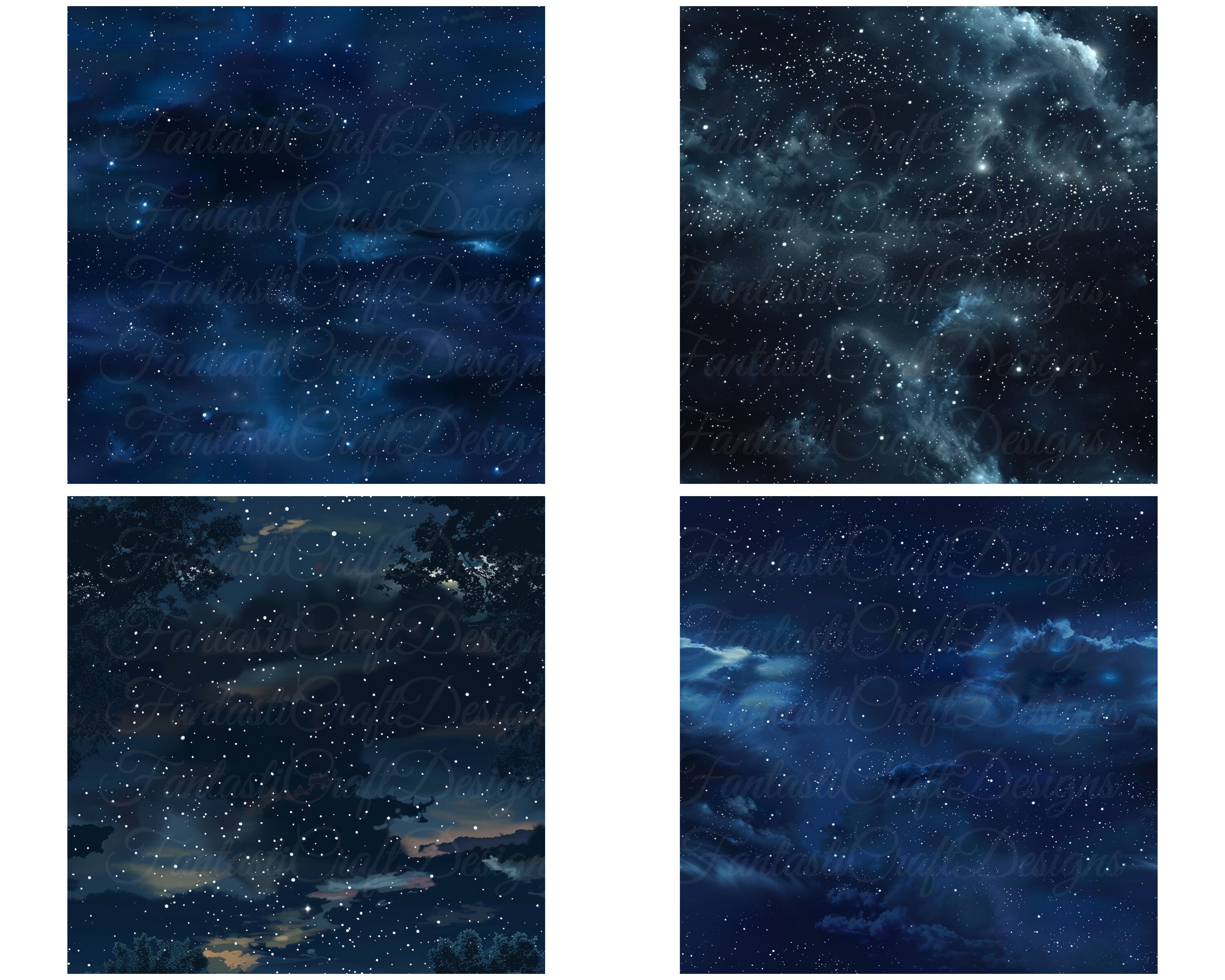 Night Sky 24 SEAMLESS Digital Paper Galaxy Stars Nebula Space Texture ...