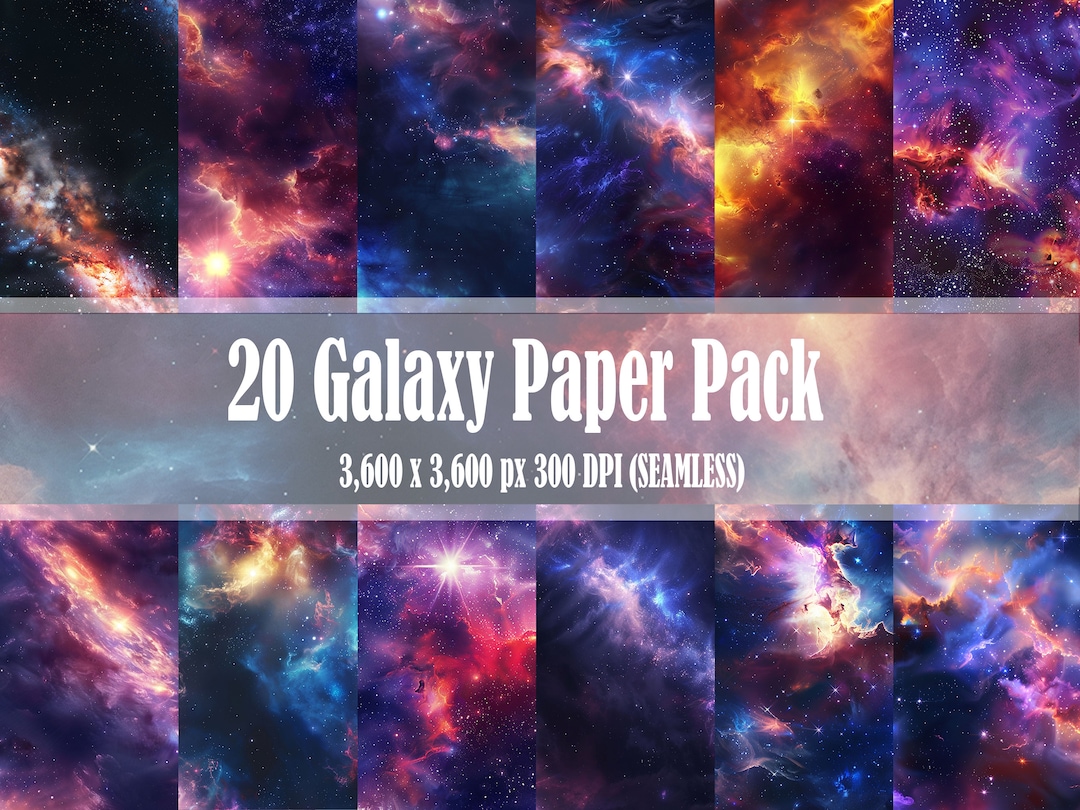 Cosmic Space Galaxy Nebula Digital Paper 20 Pack Seamless Galaxy ...