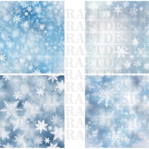 20 Winter Snowflake Digital Paper White Snow Pack Seamless Christmas ...