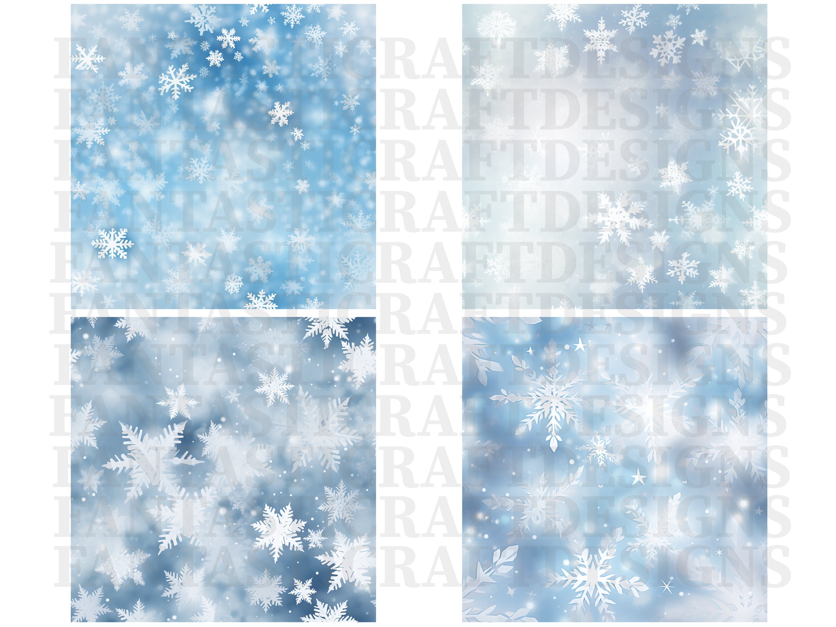 20 Winter Snowflake Digital Paper White Snow Pack Seamless Christmas ...