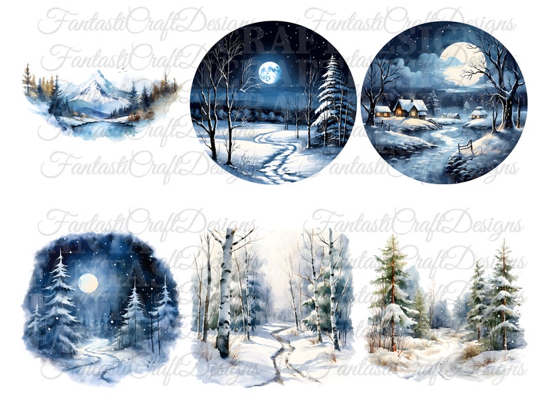48 Winter Clipart Pack Christmas Snow Clipart PNG Digital Download 300 ...