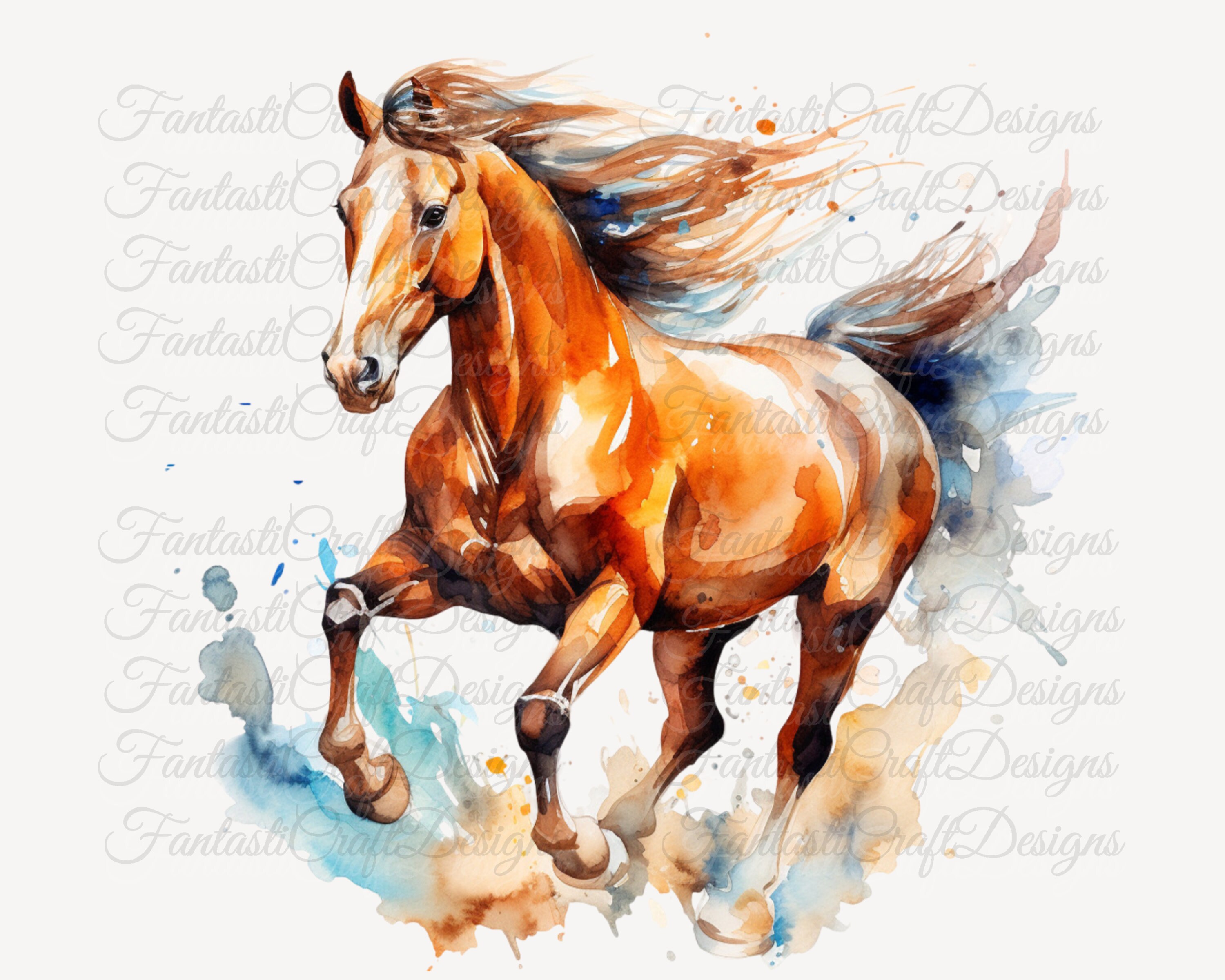 9 Horses Horse Galloping Pony Animal Watercolor Clipart Printable PNG ...