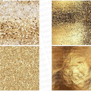 Gold Foil Digital Paper 24 Pack Shiny Metal Texture Metallic Seamless ...