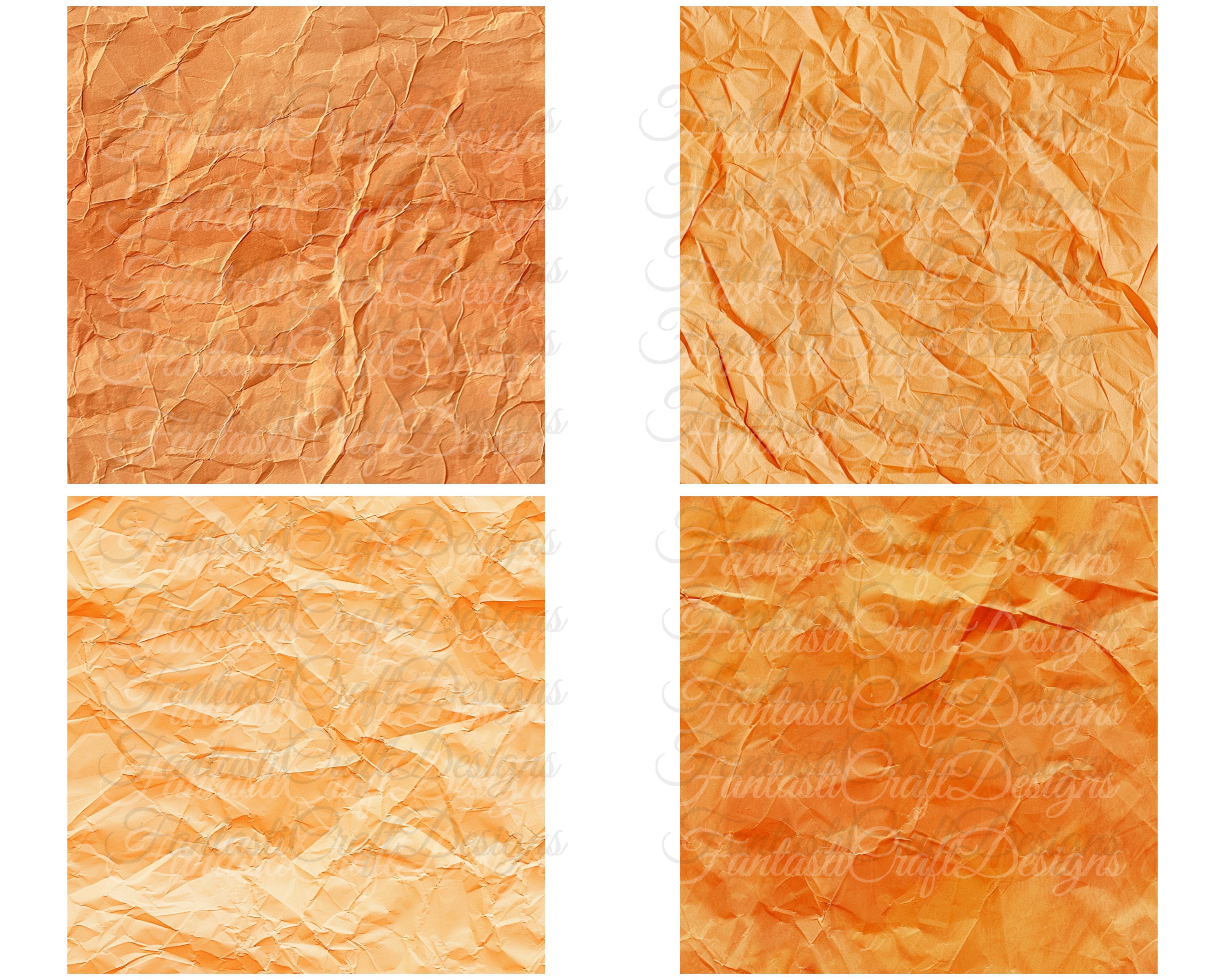 Orange Wrinkled Paper Digital Paper Texture 20 Pack Seamless Different ...