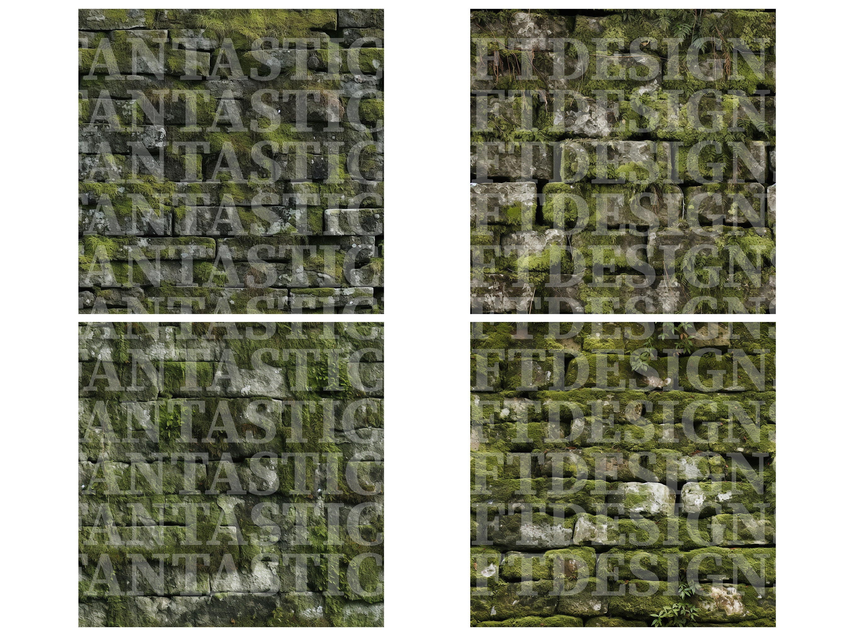 25 Mossy Stone Wall Digital Paper Pack Overgrown Rustic Ancient ...