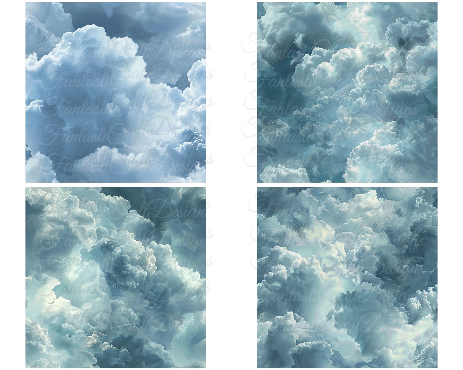 14 Cloudy Sky SEAMLESS Digital Paper Soft Gradient Art Texture Pack ...