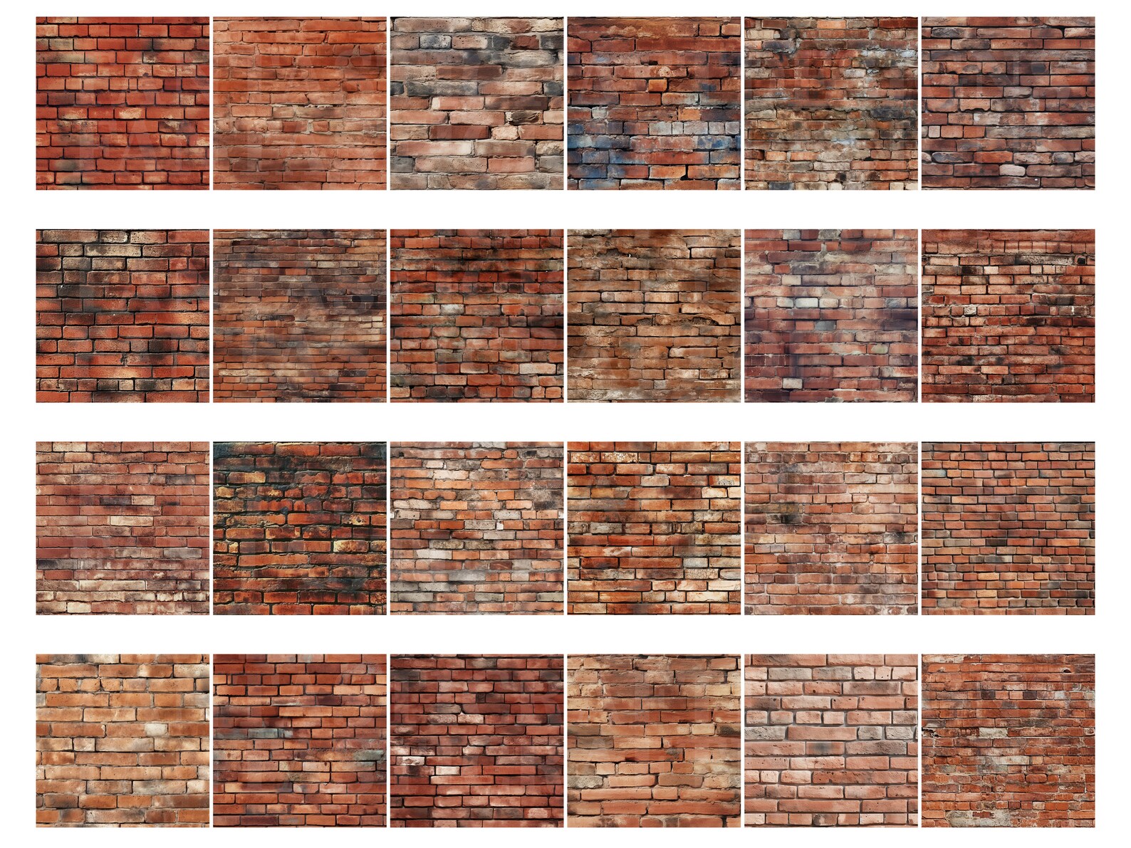 24 Brick Wall Digital Paper Texture Pack Seamless Different Patterns ...