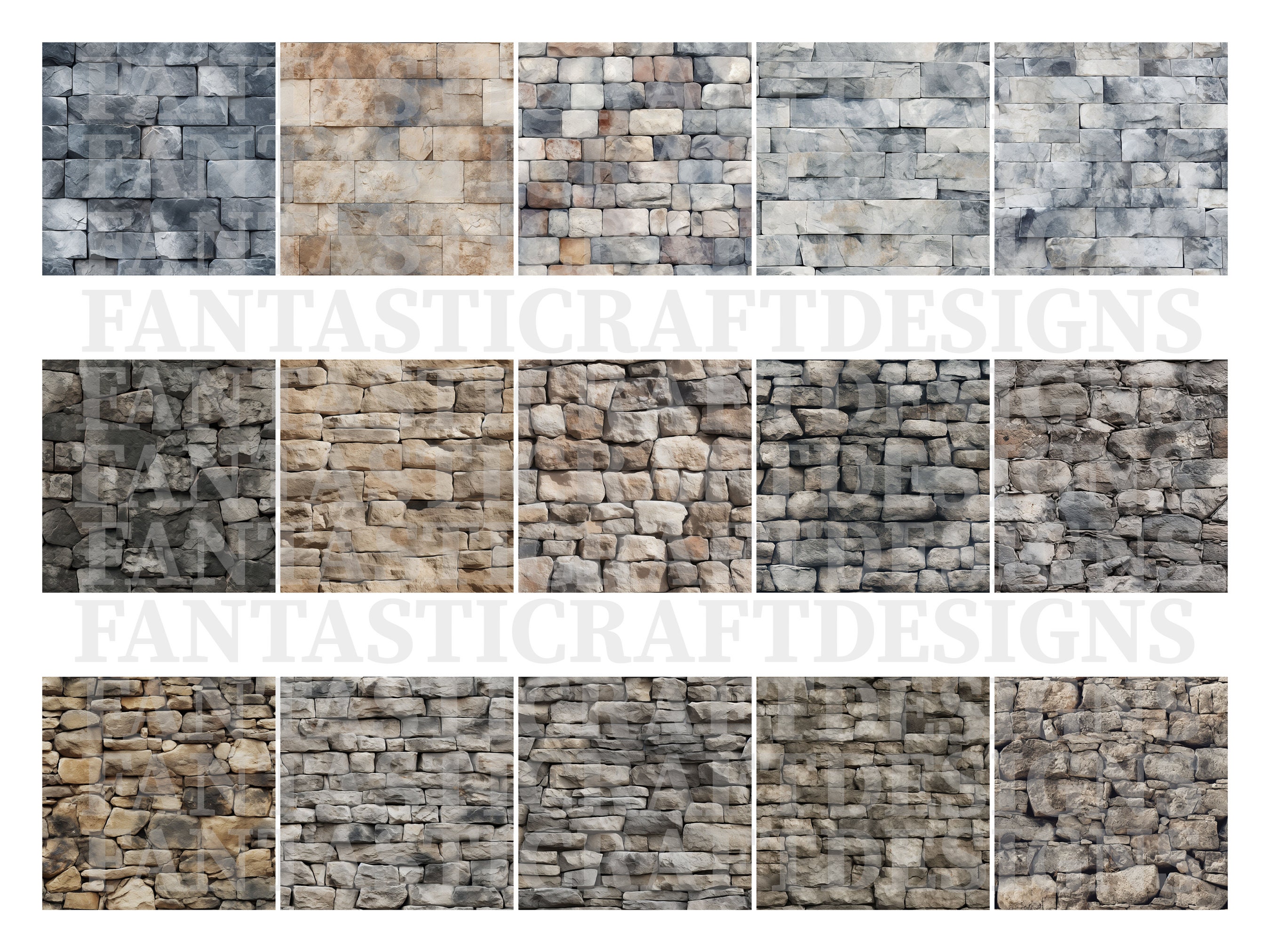 60 Stone Wall Digital Paper Pack Seamless Patterns Backgrounds ...