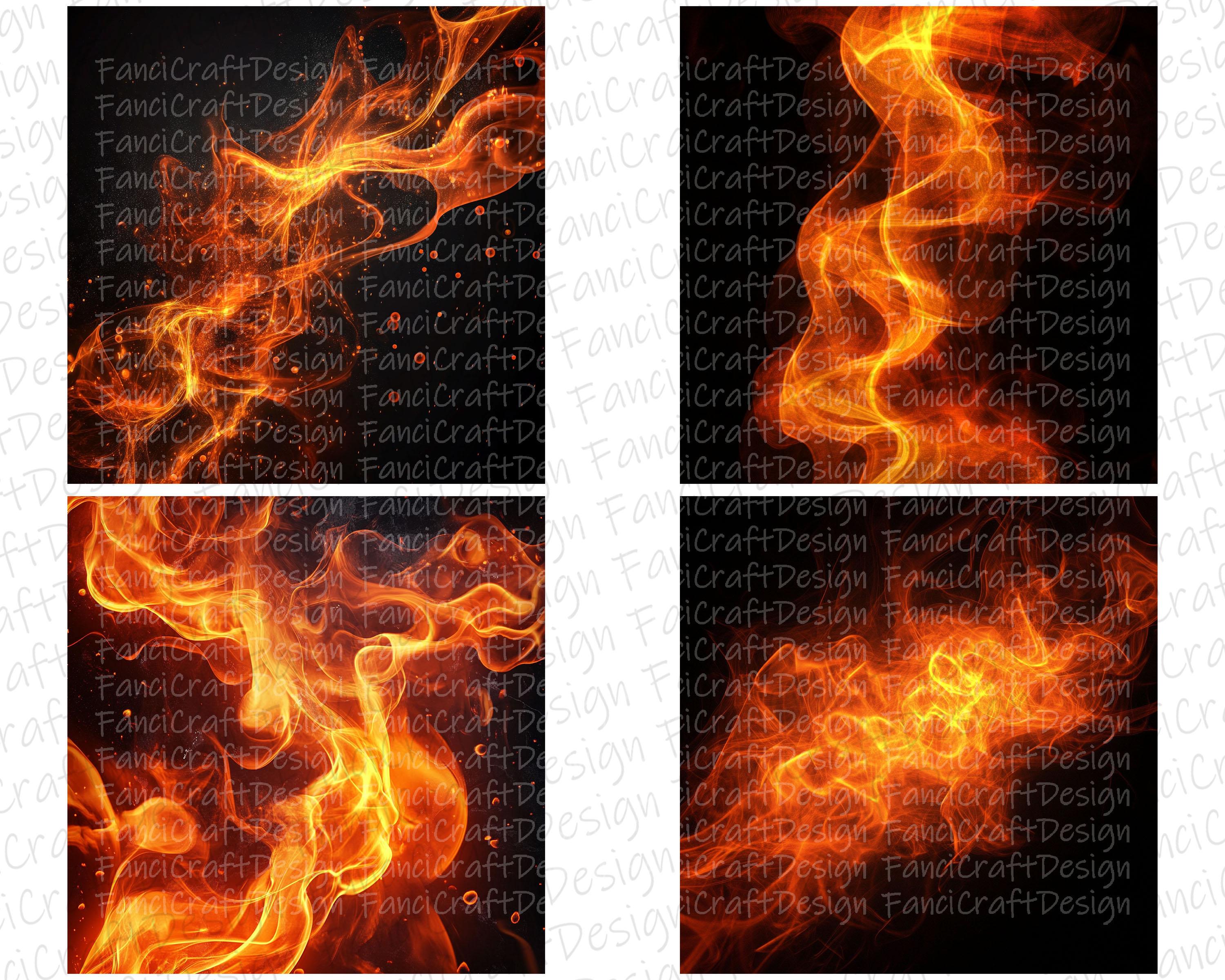 Neon Flames Rainbow Fire Digital Paper Texture 40 Pack Patterns ...
