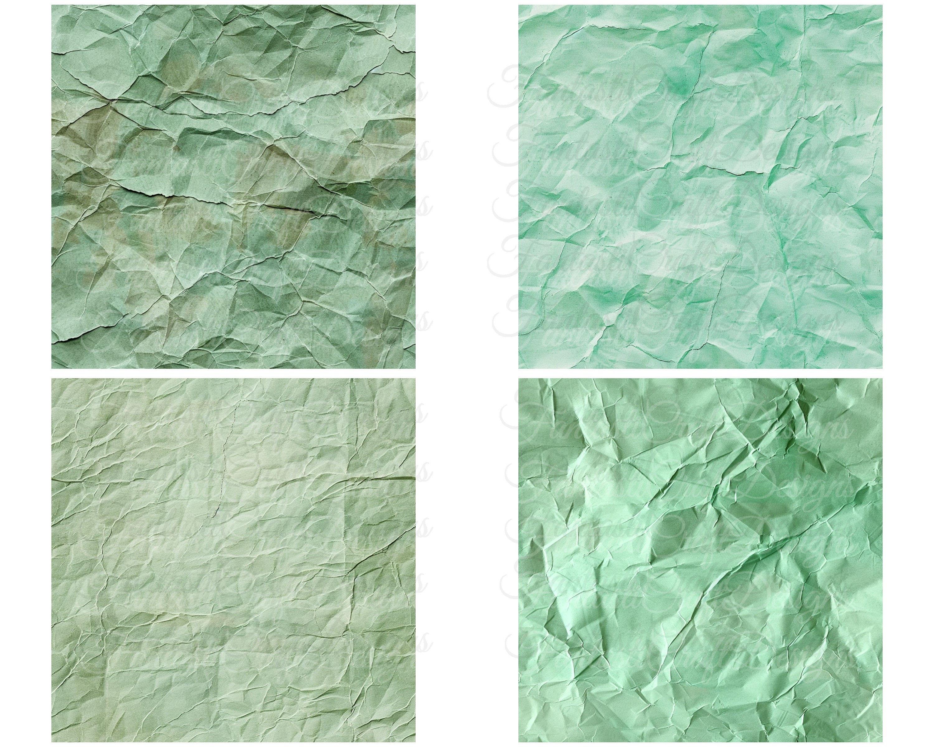 Green Wrinkled Paper Digital Paper Texture 18 Pack Seamless Different ...