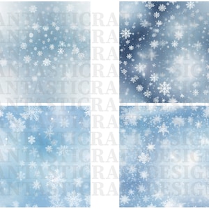 20 Winter Snowflake Digital Paper White Snow Pack Seamless Christmas ...