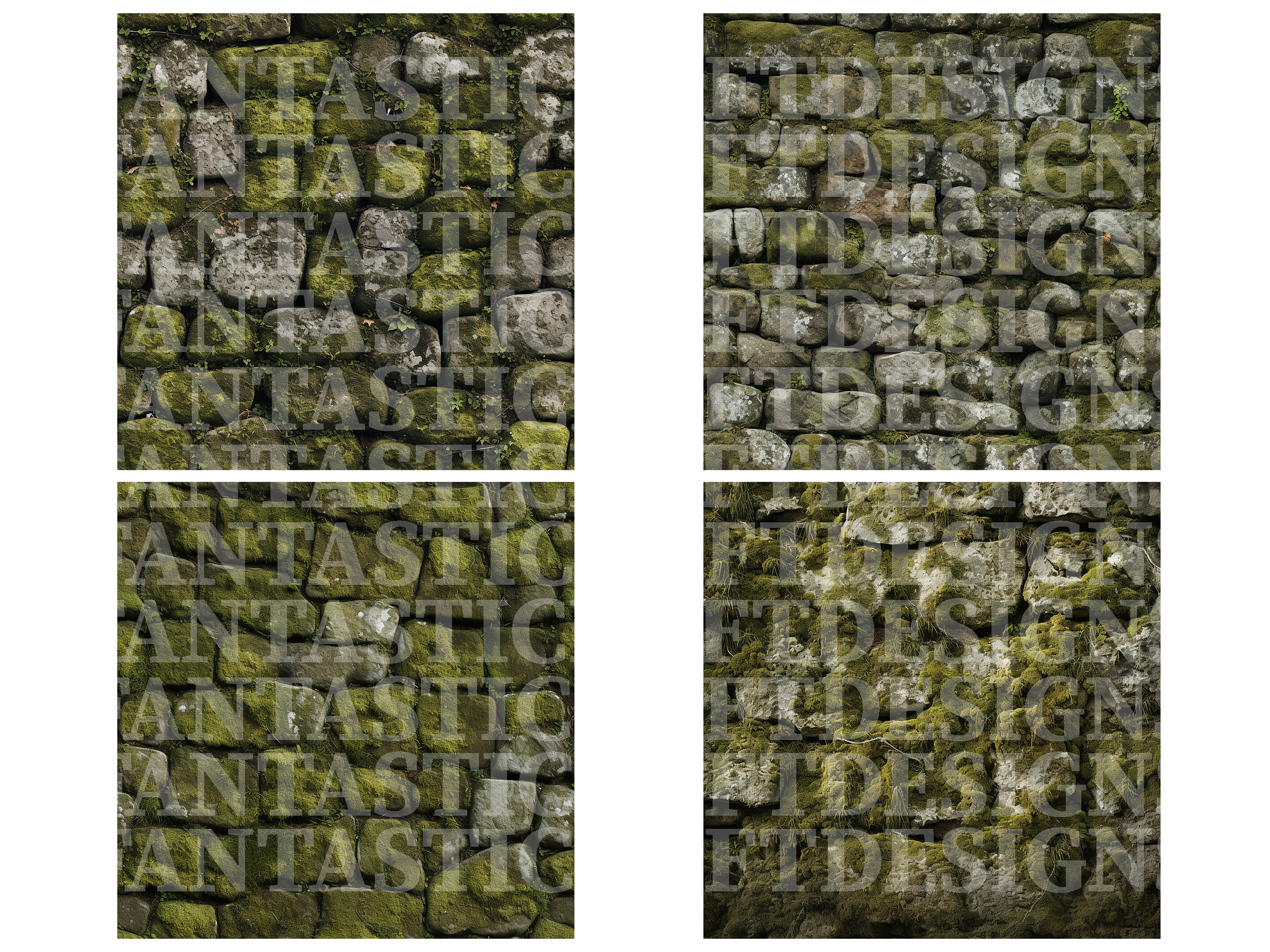 25 Mossy Stone Wall Digital Paper Pack Overgrown Rustic Ancient ...