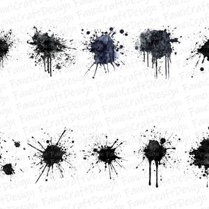 Black Ink Splatter Paint Splash Watercolor Clipart Splotch 50 Pack PNG ...