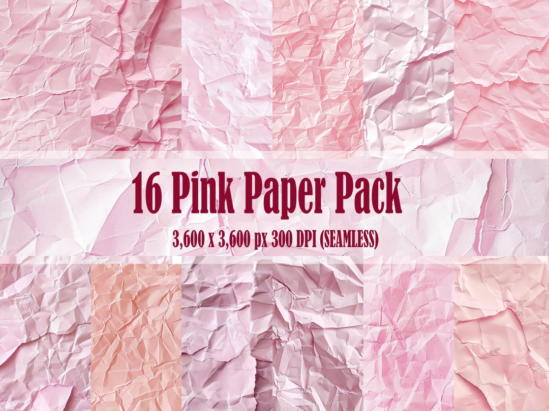 Pink Wrinkled Paper Digital Paper Texture 16 Pack Seamless Different ...