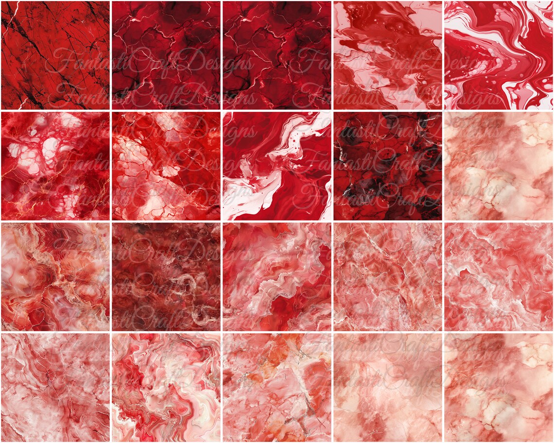 Rosy Red Marble Digital Paper 80 Marble Seamless Patterns Backgrounds ...