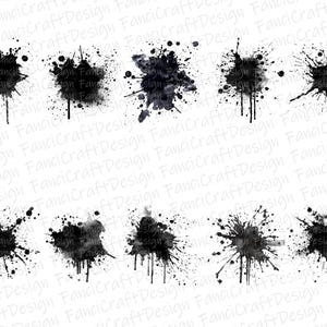 Black Ink Splatter Paint Splash Watercolor Clipart Splotch 50 Pack PNG ...