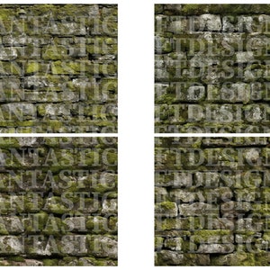25 Mossy Stone Wall Digital Paper Pack Overgrown Rustic Ancient ...