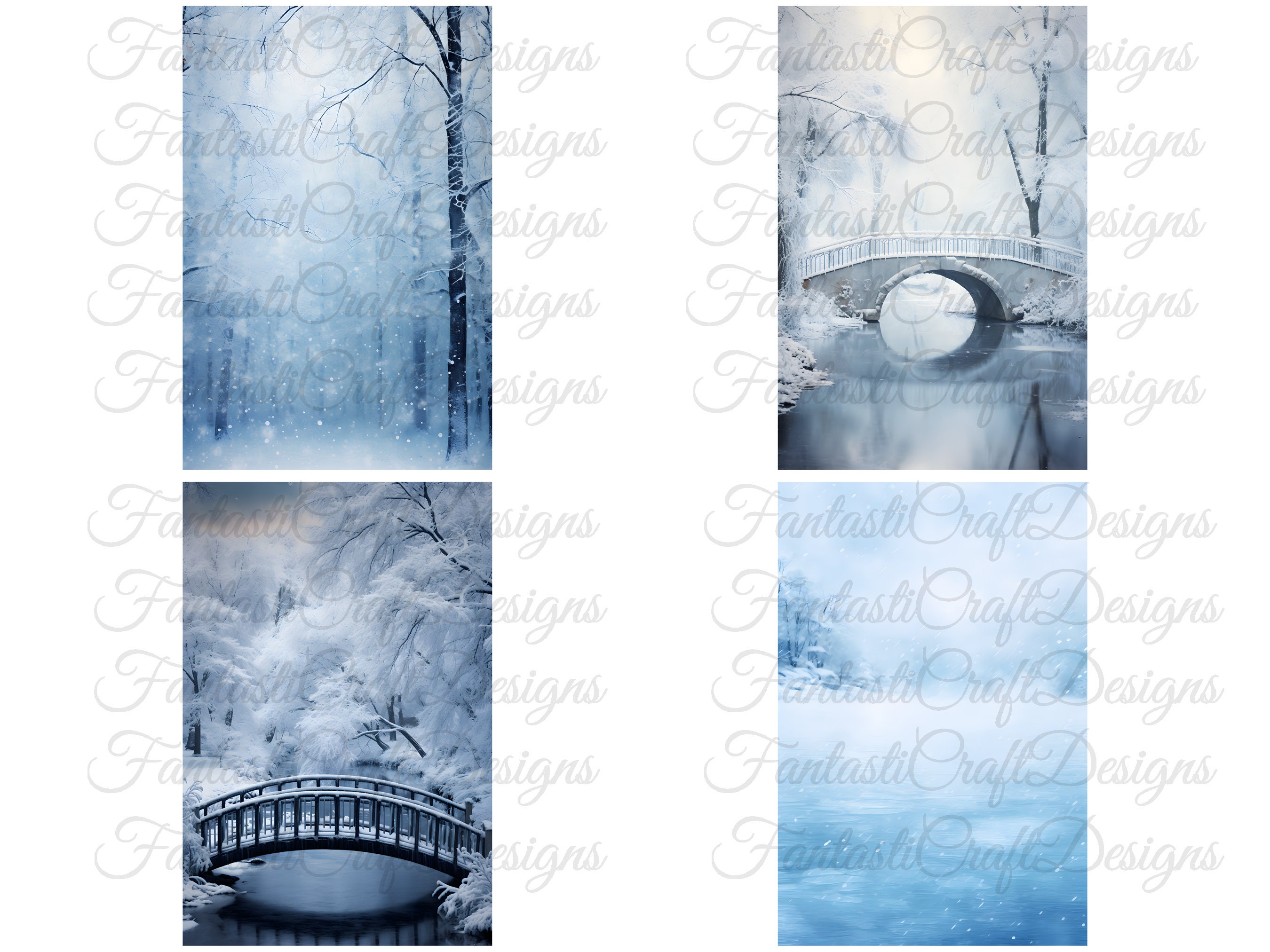 24 Winter Snowfall Backgrounds Digital Paper White Snow Pack Christmas ...