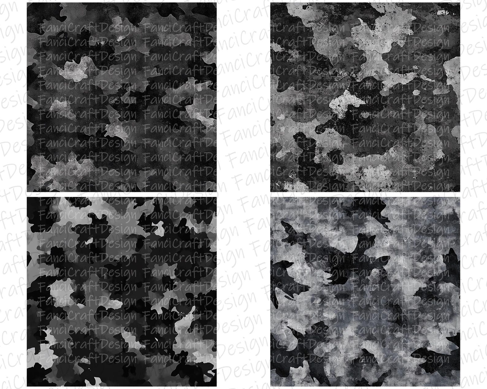 Camouflage Digital Paper Military 36 Pack Seamless Different Patterns ...