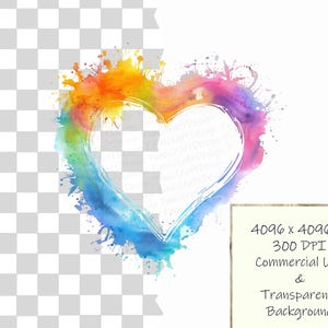Rainbow Hearts Paint Splatter Splash Watercolor Clipart Heart Pack PNG ...