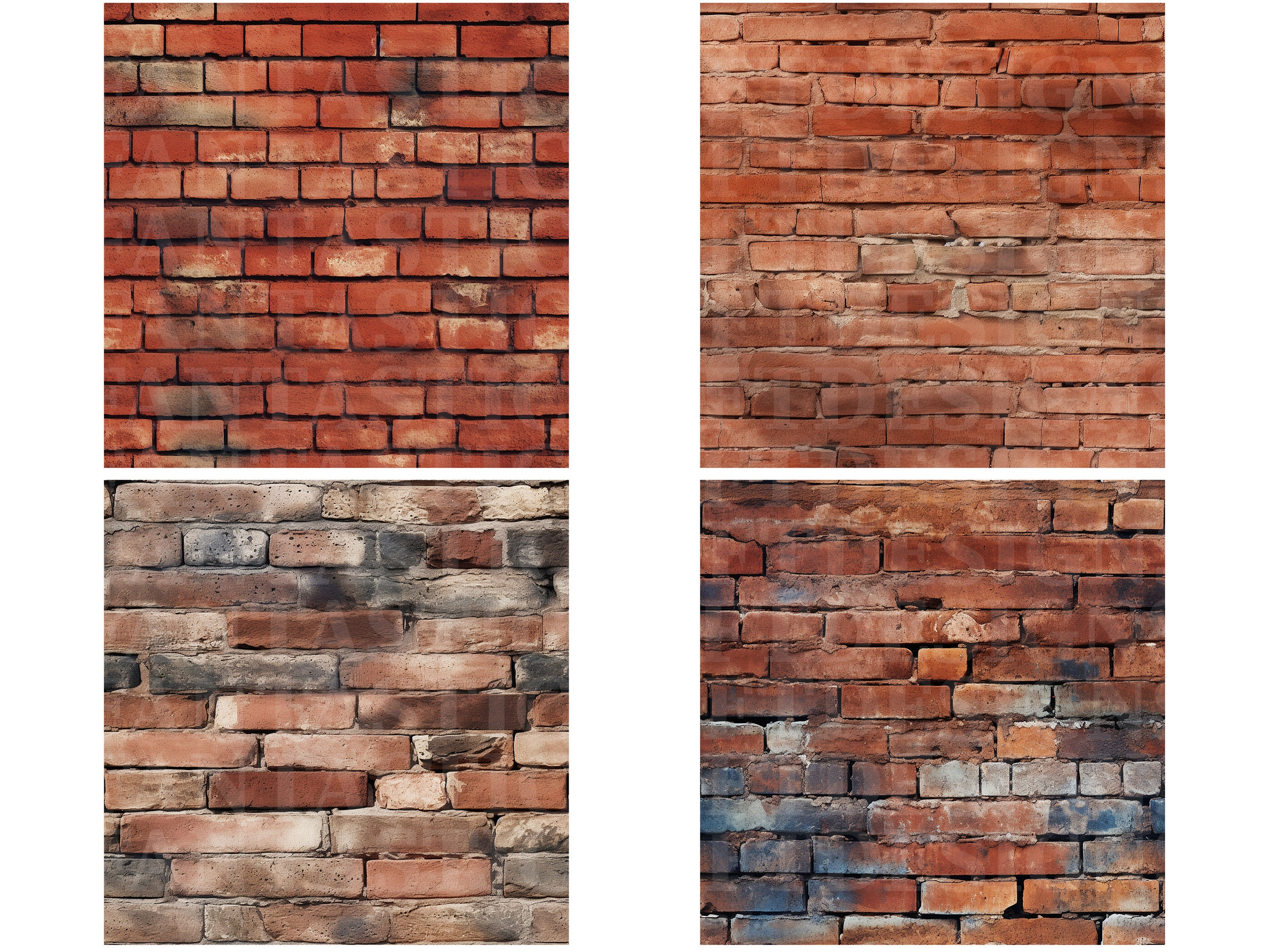 24 Brick Wall Digital Paper Texture Pack Seamless Different Patterns ...