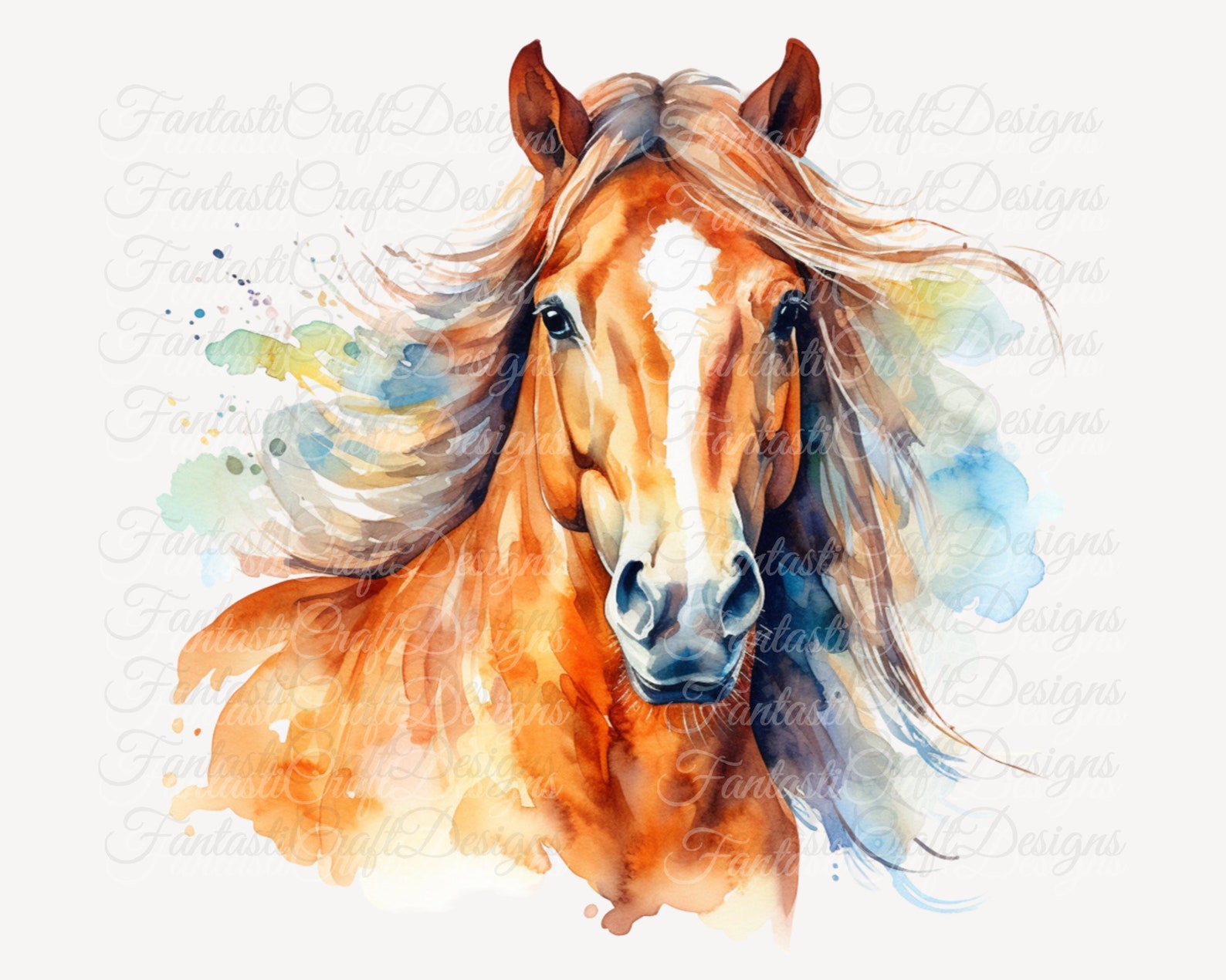 10 Horses Horse Portrait Pony Animal Watercolor Clipart Printable PNG ...