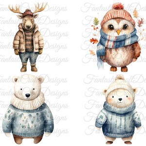 28 Cute Winter Animal Watercolor Clipart Pack PNG Digital Download 300 ...