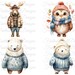 28 Cute Winter Animal Watercolor Clipart Pack PNG Digital Download 300 ...