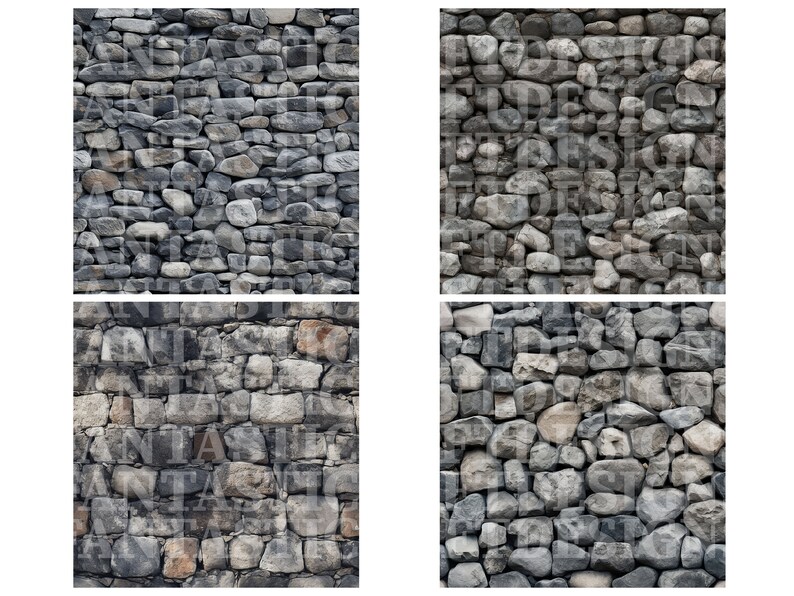 25 Stone Wall Digital Paper Pack Seamless Cobblestone Rustic Brick ...