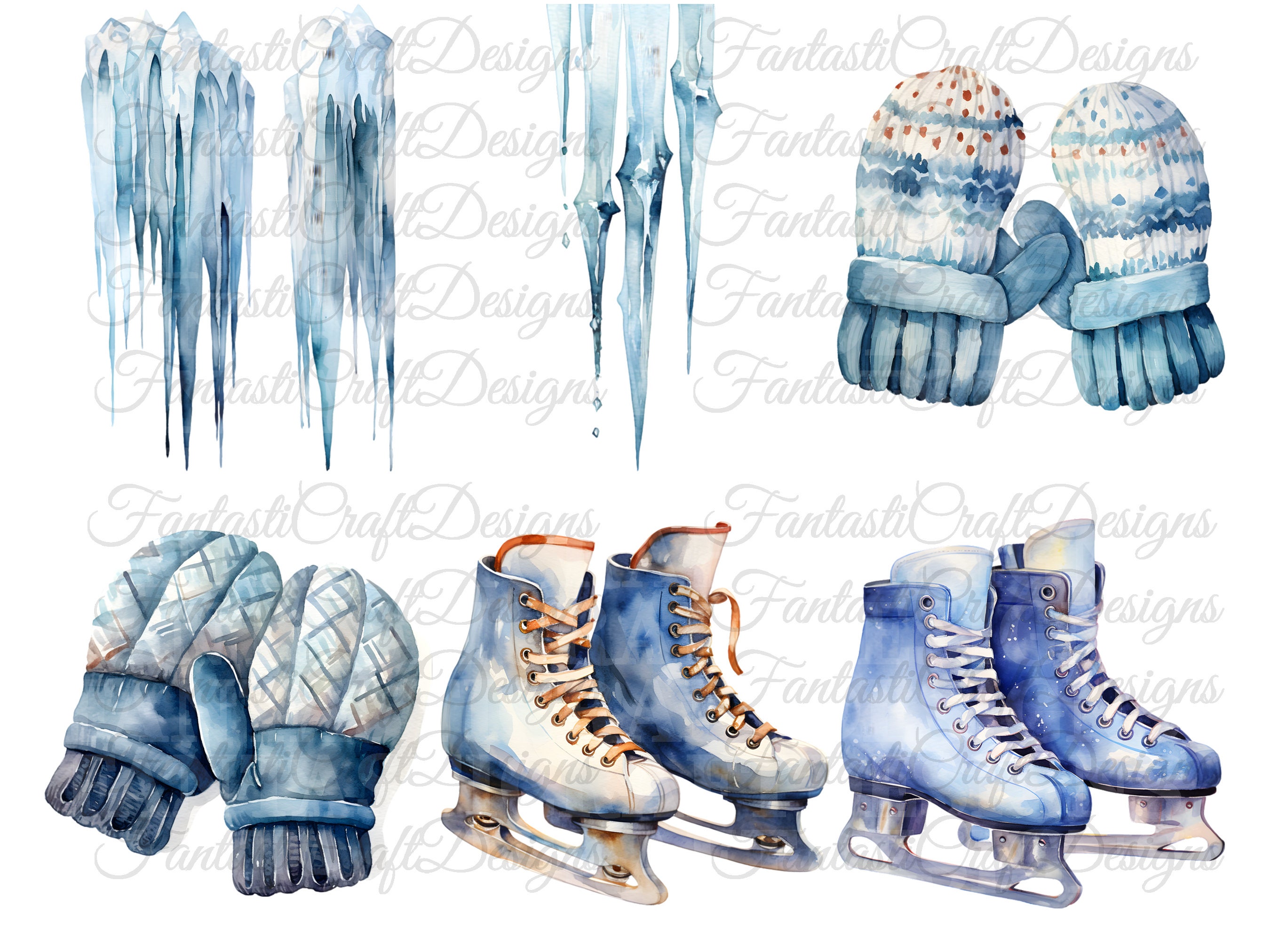 48 Winter Clipart Pack Christmas Snow Clipart PNG Digital Download 300 ...