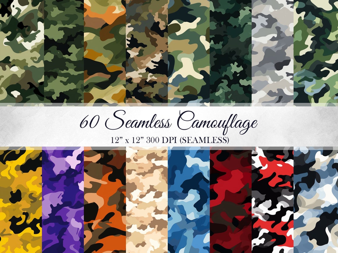 60 Camouflage Digital Paper Military Pack Seamless Different Patterns ...