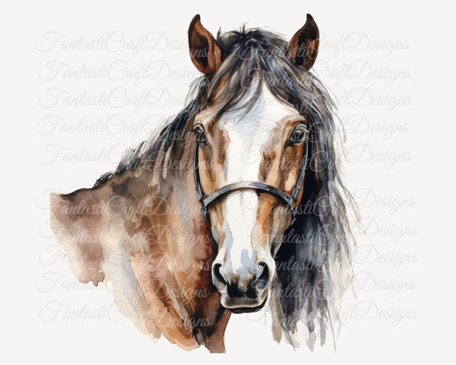 10 Horses Horse Portrait Pony Animal Watercolor Clipart Printable PNG ...