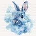 Rabbit Clouds Sky Animal Cute Bunny Watercolor Clipart 18 Pack JPG PNG ...