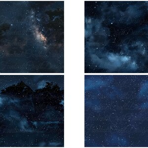 Night Sky 24 SEAMLESS Digital Paper Galaxy Stars Nebula Space Texture ...