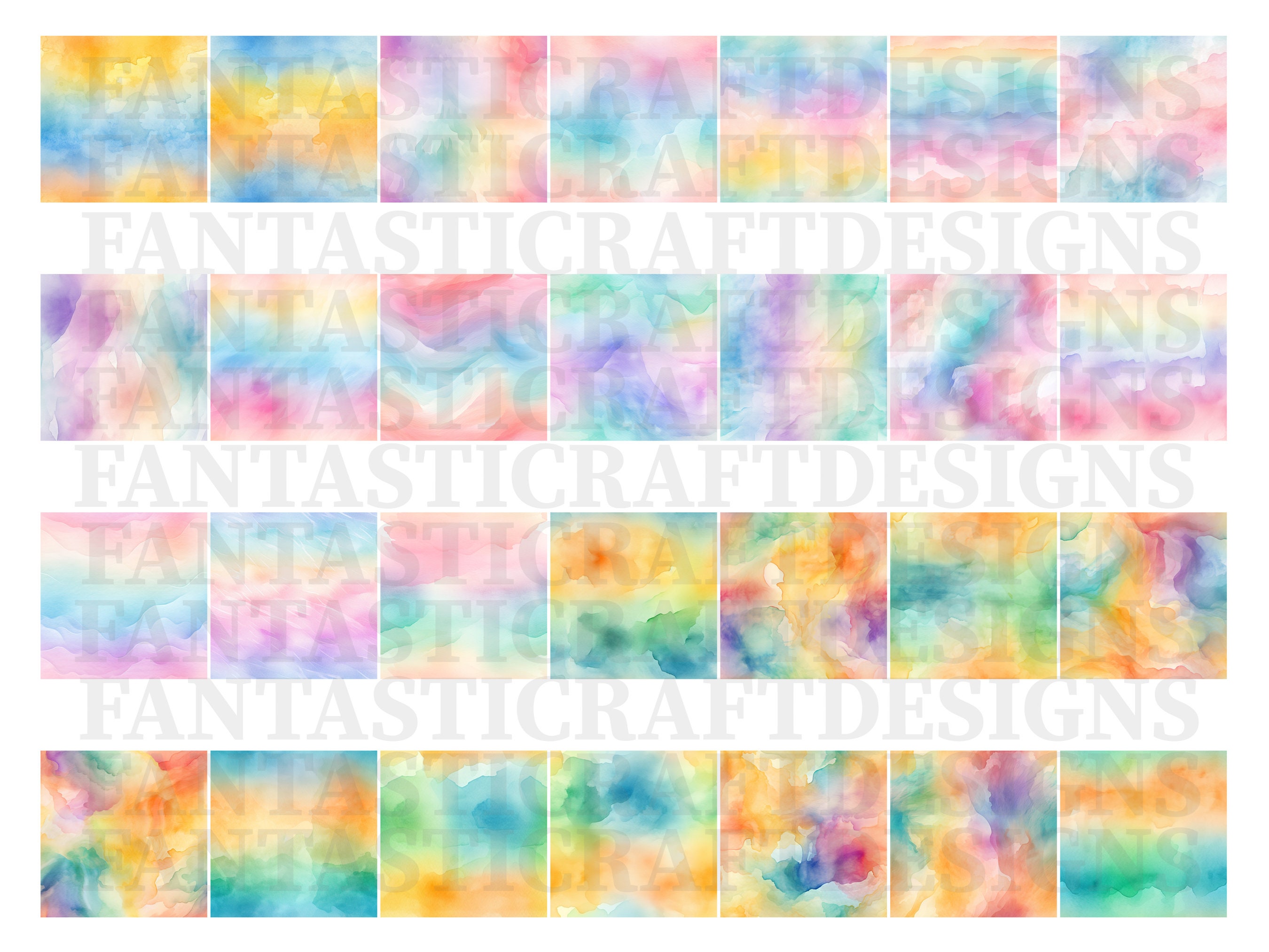 140 Pastel Watercolor Digital Paper Gradients Ombre Pack Seamless Soft ...