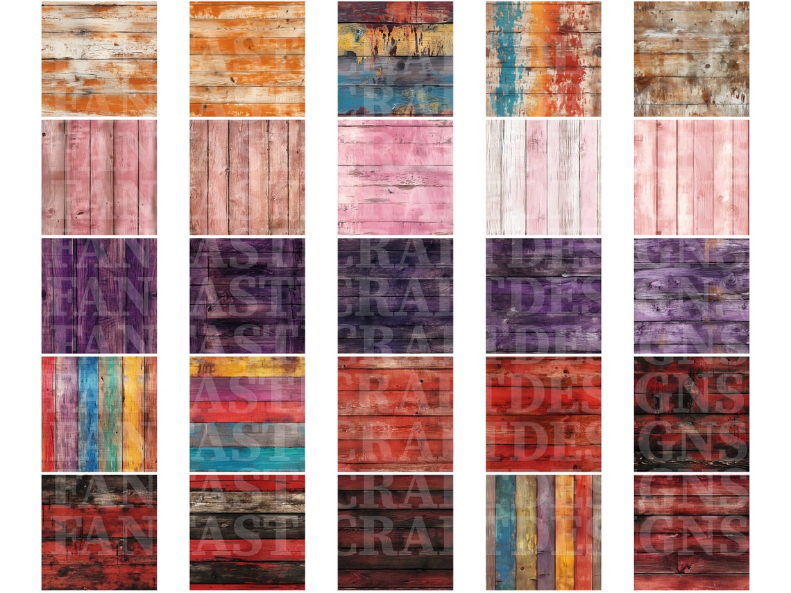 150 Wood Planks Wood Grain Digital Paper Pack Seamless Patterns ...
