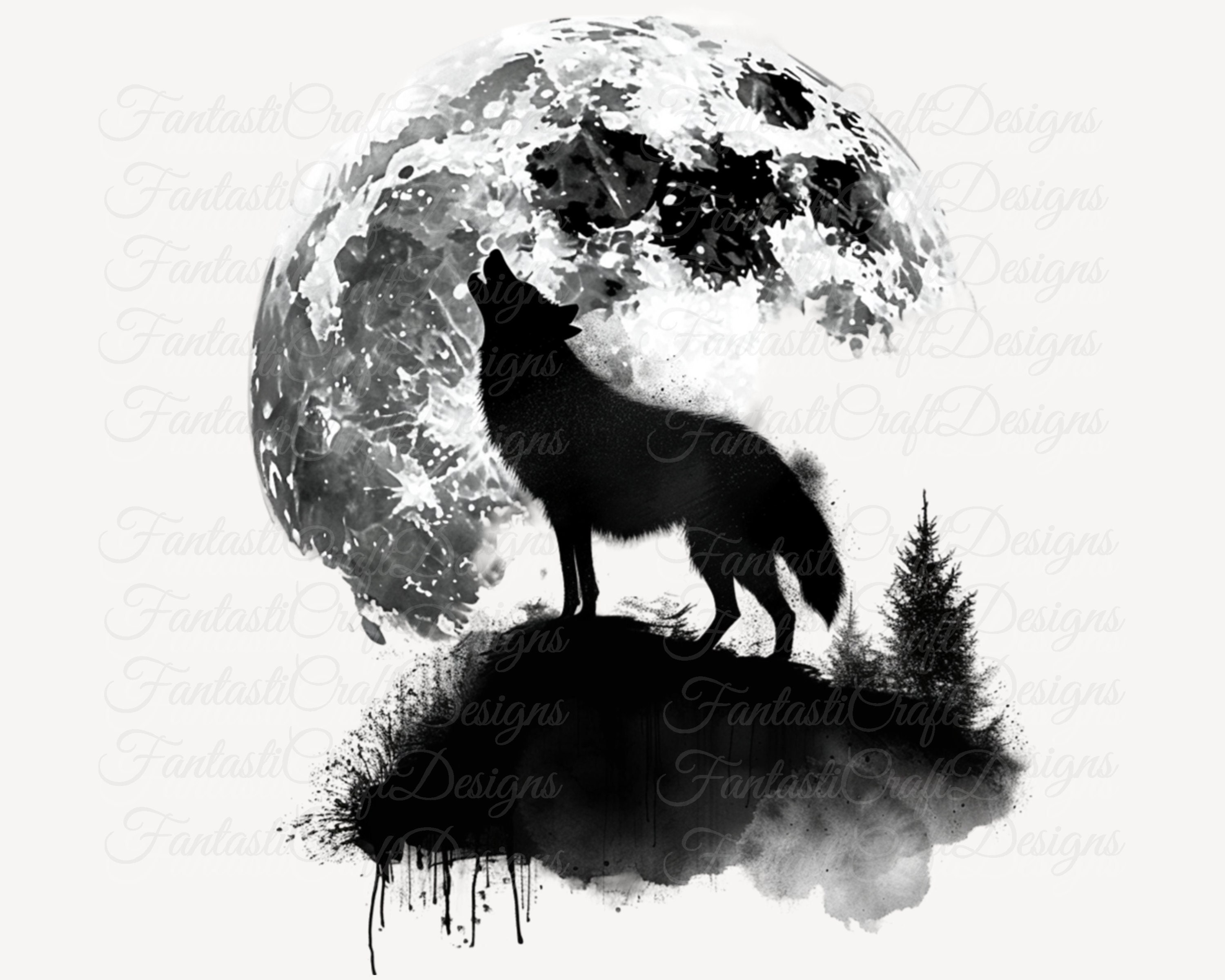 Wolf Forest Grayscale Animal Watercolor Clipart Wolves 12 Pack Art PNG ...
