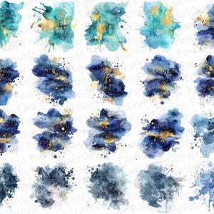 100 Blue Paint Splatter Splash Watercolor Clipart Blue Splash Pack PNG ...