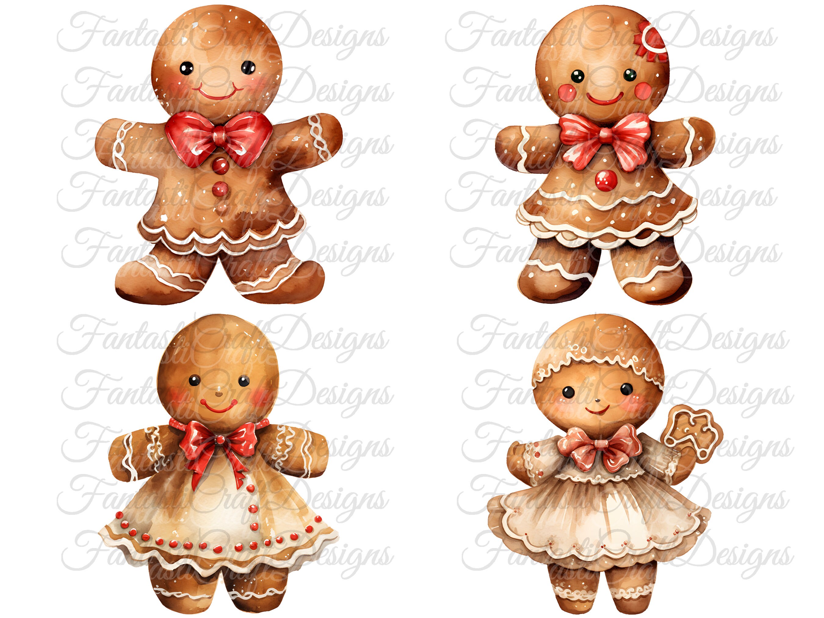 12 Gingerbread Man Pack 3 Christmas Cookie Clipart PNG Digital Download ...