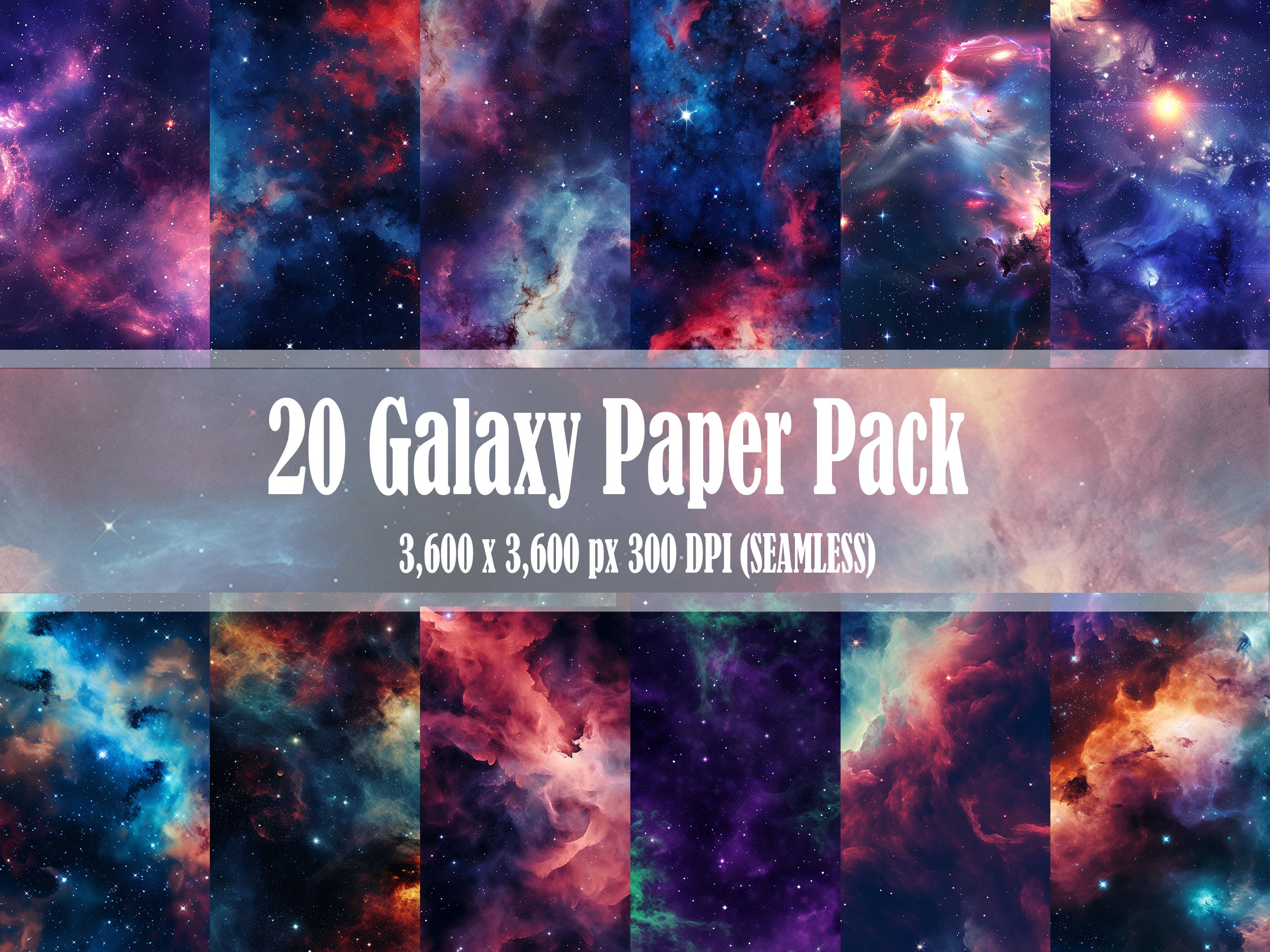 Outer Space Galaxy Nebula Digital Paper 20 Pack Seamless Galaxy ...
